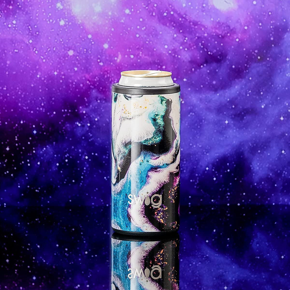 Swig Slim Can Cooler, Insulated Skinny Can Holder, Stainless Steel Can Cooler for Tall Skinny Cans, Skinny Can Cooler Compatible with White Claw, Truly, High Noon, Michelob Ultra (Aurora)