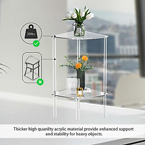 KSacry Acrylic Corner Shelves Stand Great for Small Space,2 Tier Toilet Stand for Bathroom Organizer,Waterproof Stand Fit for Toilet Paper Holder Storage, White