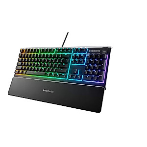 SteelSeries Apex 3 RGB Gaming Keyboard – 10-Zone RGB Illumination – IP32 Water Resistant – Premium Magnetic Wrist Rest (Whisper Quiet Gaming Switch) - SP (Spanish)