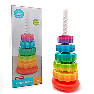 LBAIBB (1 PCS Spinning Stacking Toys,Spin Toys for Toddlers 1-3,Strong ABS Plastic,Rainbow Spin Tower,Autism Spin Stack Toys,Suitable for Gifts for Boys and Girls