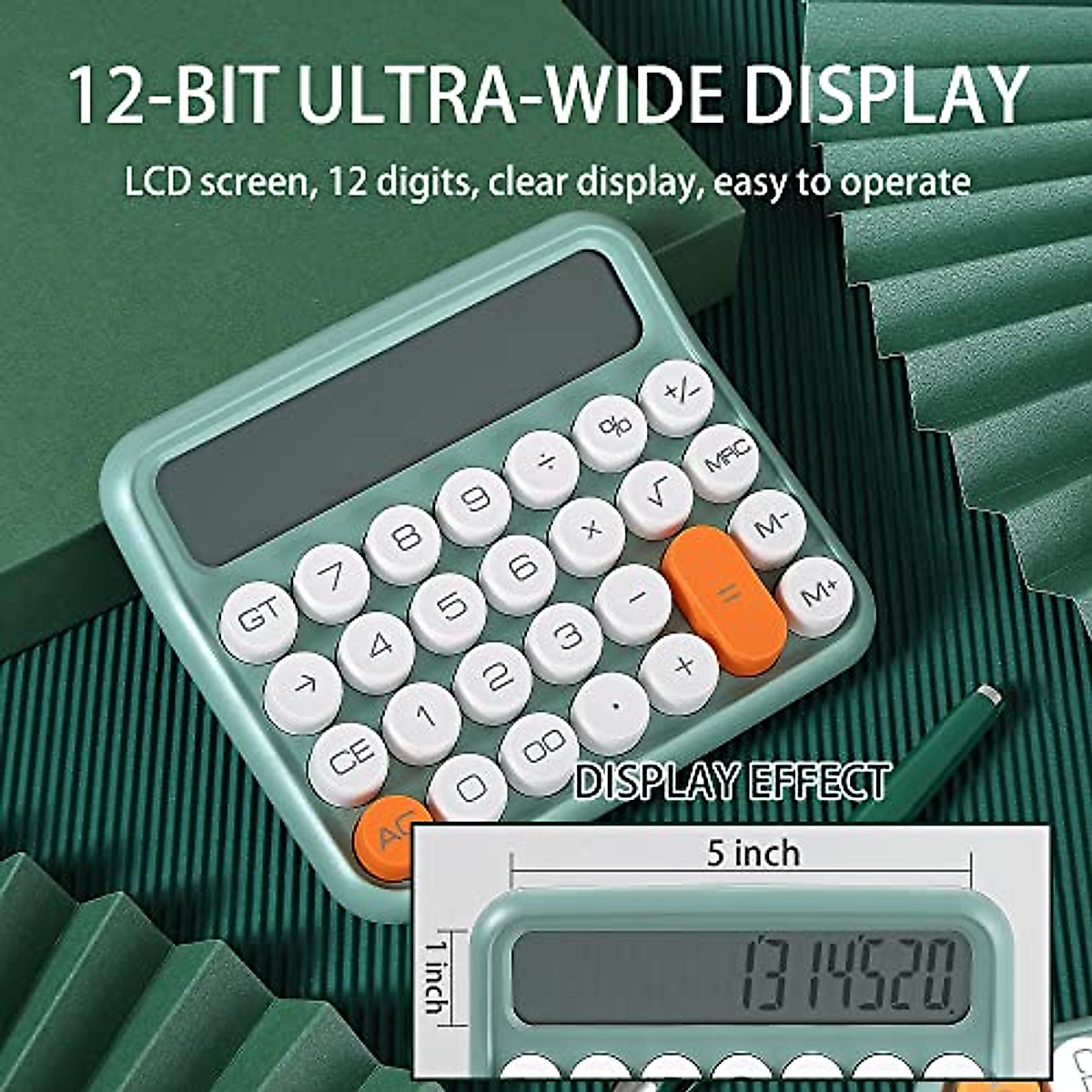 Standard Calculator 12 Digit,Desktop Large Display and Buttons,Pink Calculator with Large LCD Display for Office,School, Home & Business Use,Automatic Sleep,with Battery.6 * 5.15in