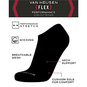Van Heusen Men''s Socks - Low Cut No Show Athletic Performance Ankle Sock Liners (12 Pack), Size 6-12.5, Mixed