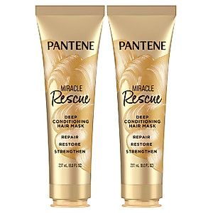 Pantene Hair Mask, Miracle Rescue Deep Conditioning Treatment, Hydrate Dry Hair, Pack of 2, 8 Oz Each