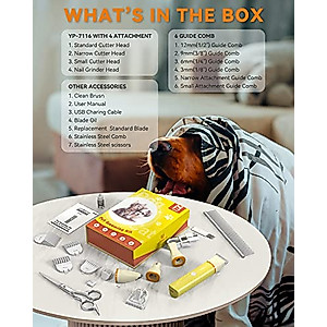 unibono Small Dog Cat Grooming Kit, All-in-One Low Noise Paw Trimmer Electric Puppy Hair Clippers Rechargeable Cordless IPx7 Waterproof Claw Trimmer Shaver Nail Grinder for Small to Medium Pet