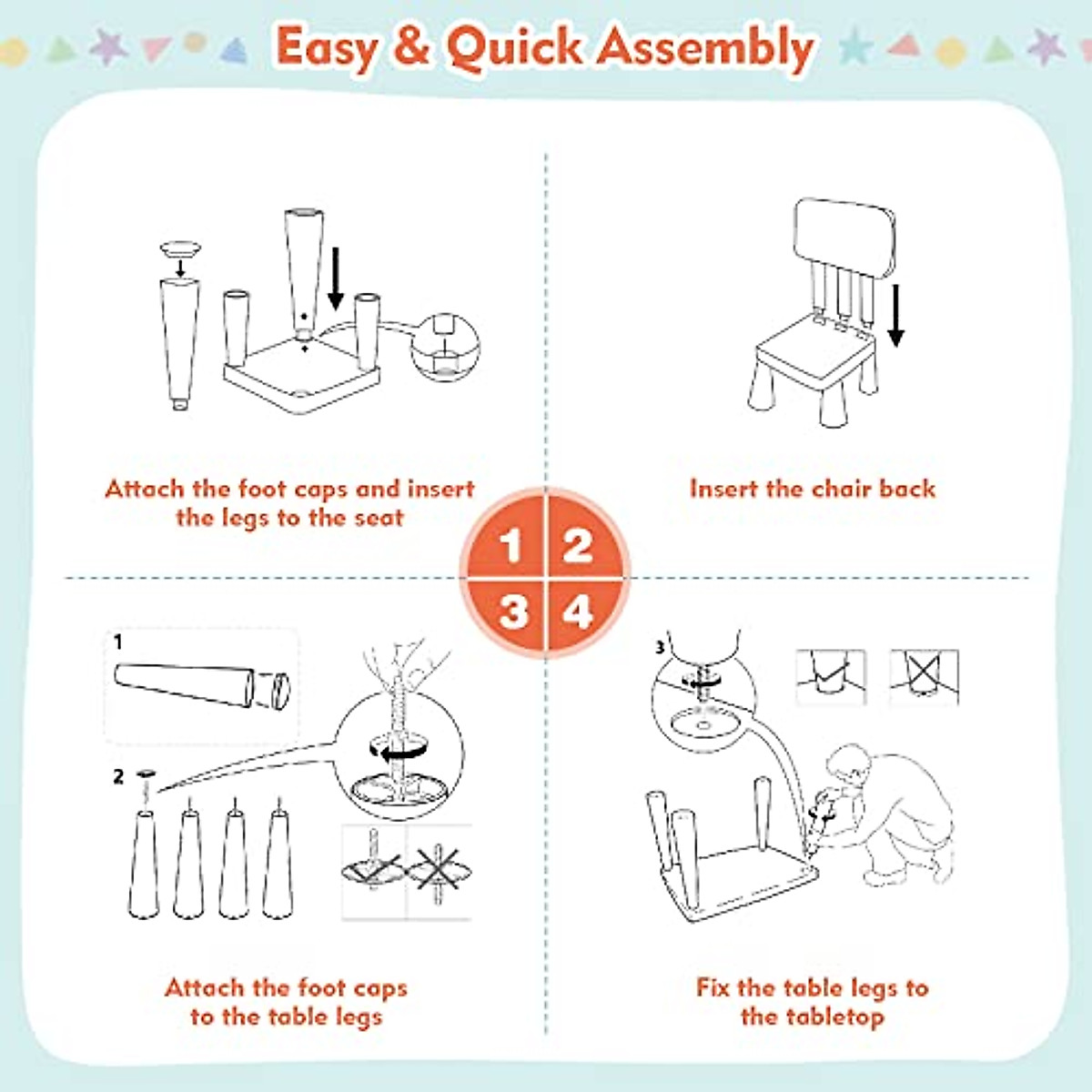 COSTWAY 3-Piece Kids Table and Chairs Set, Lightweight Plastic Children Activity Center for Reading, Writing, Painting, Snack Time, Kids Furniture Art Study Desk & Chairs Set for Ages 1-7 (Green)