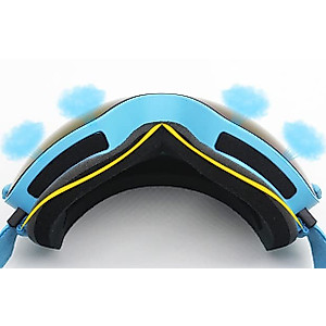 Feilx Ski Goggles, Snow Goggles with High Weave Double Slide Buckle Headband & Ventilation Holes for Men Women (Color : Blue, Size : 22.5 * 9.8cm)