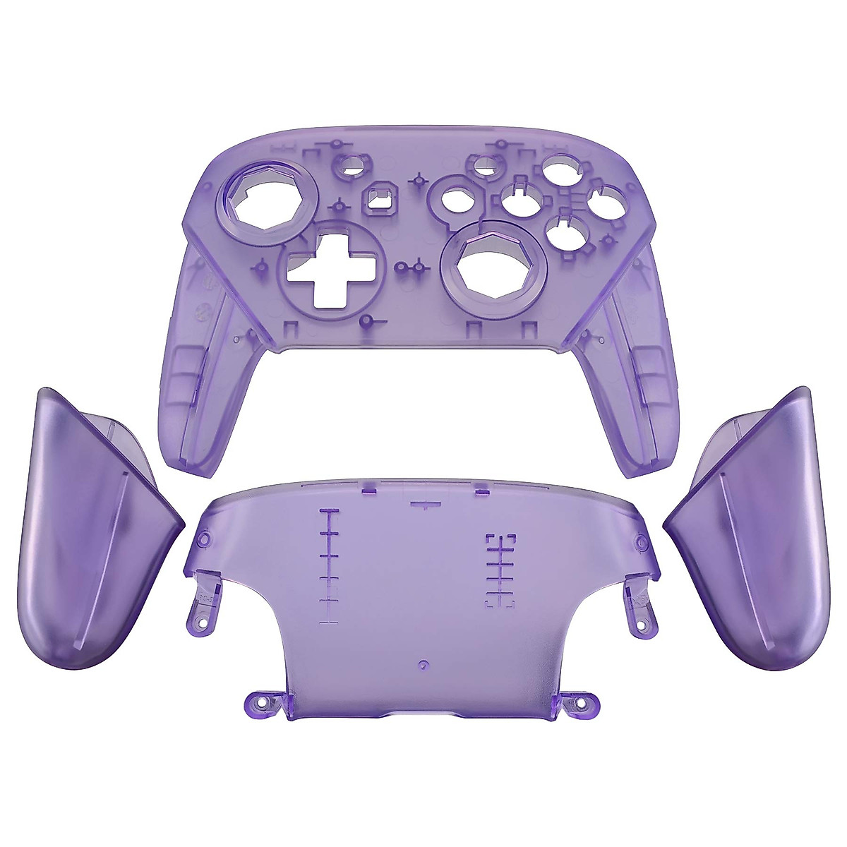 eXtremeRate Clear Atomic Purple Octagonal Gated Sticks Faceplate Backplate Handles, DIY Replacement Grip Housing Shell Cover for Nintendo Switch Pro Controller- Controller NOT Included