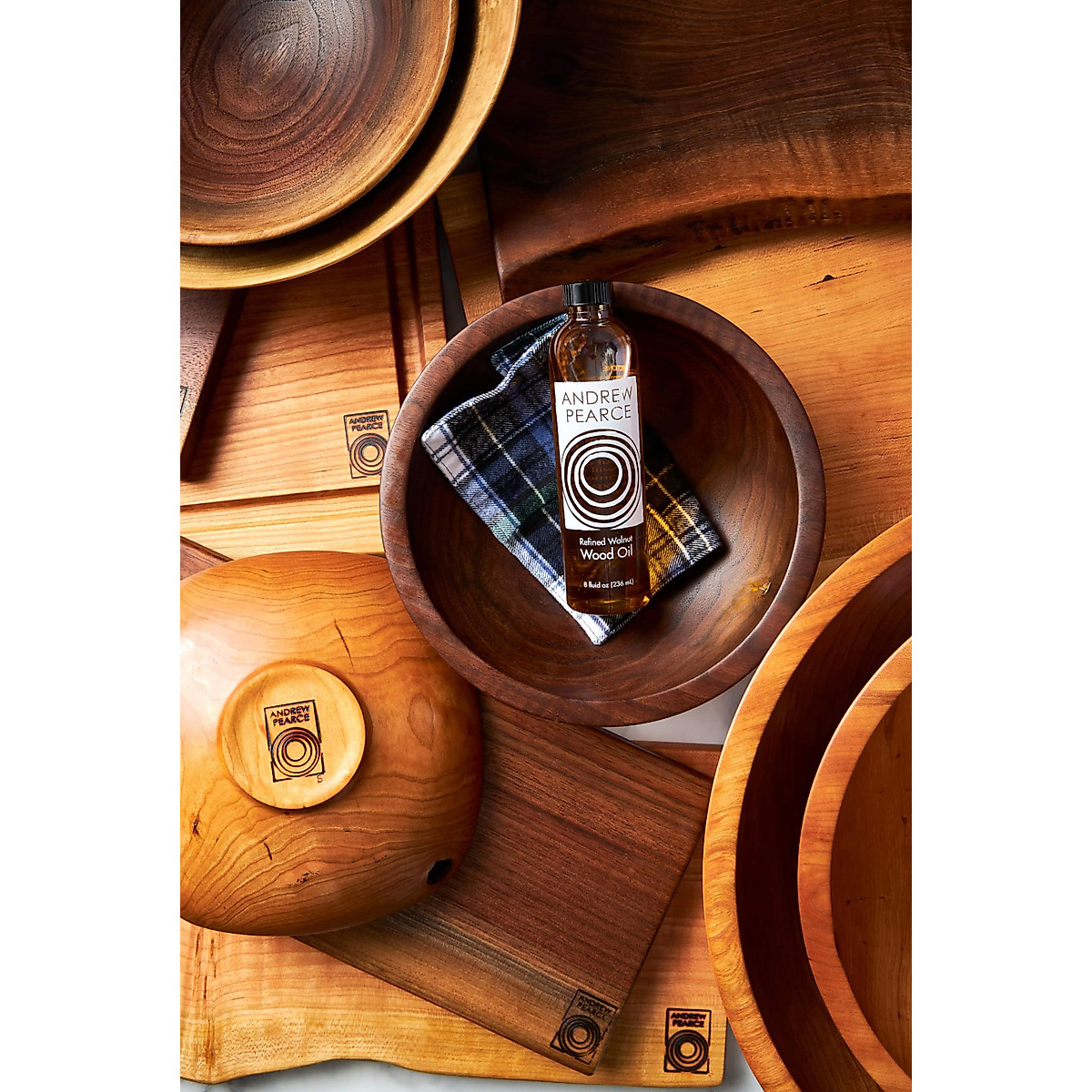 Andrew Pearce Premium Walnut Wood Oil Bowl Conditioner 8oz - Wooden Bowl and Cutting Board Oil