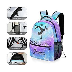 Gymnastic Purple Blue Fantasy Personalized School Backpack Bags Kids Backpack for Teen Boys Girls Travel Backpack