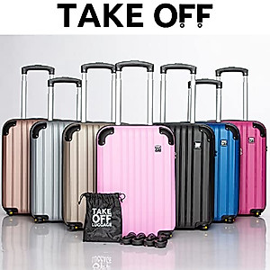 Take OFF Luggage 18 inch Hardshell Carry On Suitcase that Converts into Underseater Luggage with Removable Spinner Wheels for Airline Personal Item Use Requirements, 18 x 14 x 8 Inches - Hot Pink