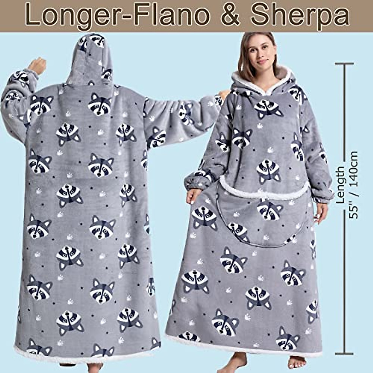 Très Chic Mailanda Wearable Blanket Hoodie for Women Oversized Cozy Blanket Sweatshirt with Sleeves and Giant Pockets for Adult Men