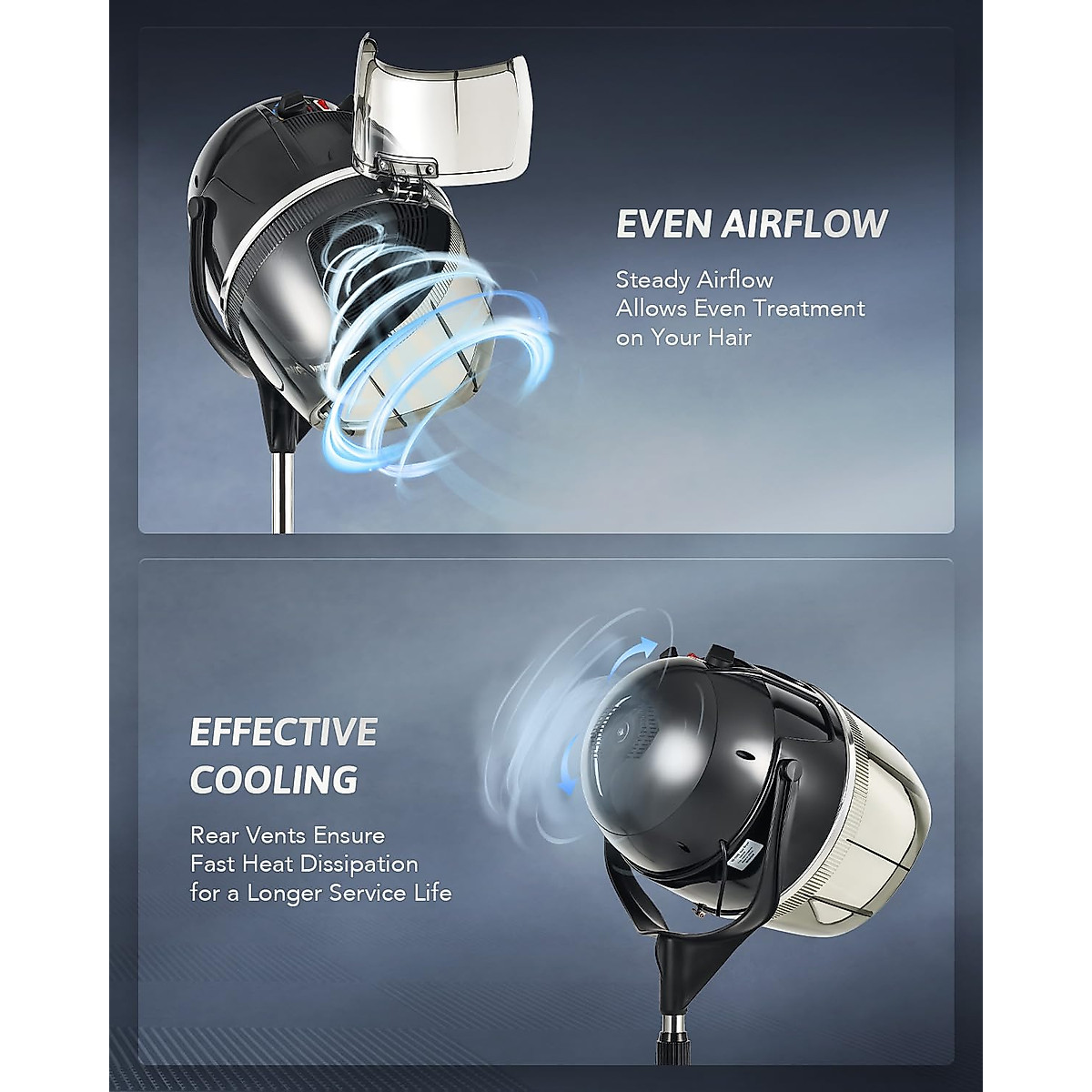 CO-Z Professional Adjustable Hooded Stand-Up Hair Bonnet Dryer with Timer Swivel Caster Rolling Base for Beauty Salon or Home Use