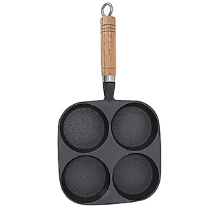 Egg Frying Pan, Cast Iron Cooking Utensils 4 Cup Egg Frying Pan Easy for Burgers for Pancakes for Breakfast