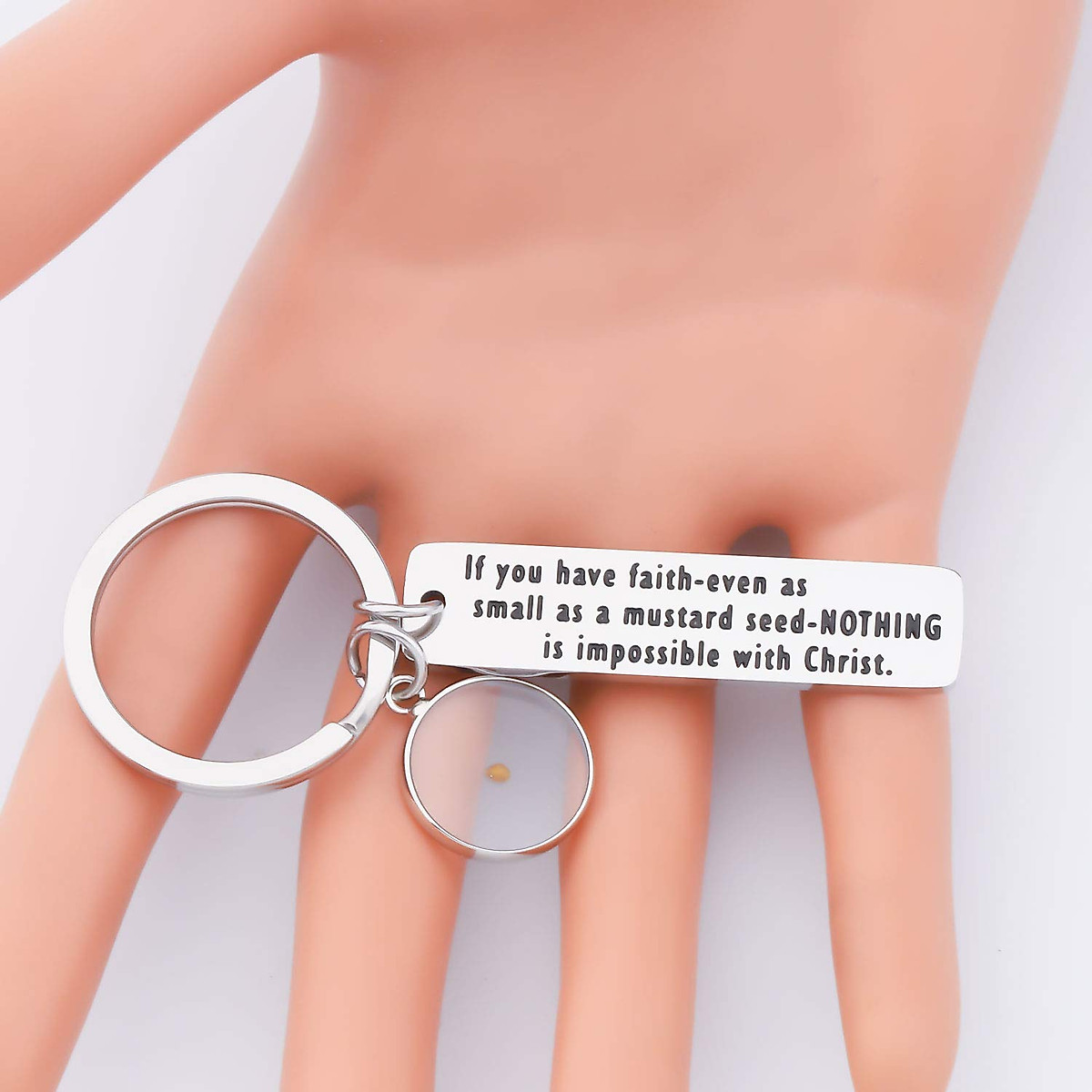 SEIRAA Mustard Seed Keychain Christian Jewelry Motivational and Religious Gift for Loved Ones If you have faith as small as a mustard seed Keychain (Mustard Seed Keychain)