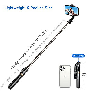 Blukar Selfie Stick, 4 in 1 Extendable Bluetooth Selfie Stick Tripod - 360° Rotation Stable Tripod Stand with Detachable Wireless Remote, Compatible with GoPro, Small Camera and Smartphones(4.7-6.7")