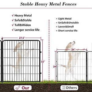 Jhsomdr Dog Playpen Outdoor 32" Height Foldable 32 Panels Heavy Duty Metal Portable Dog Pens Indoor Anti-Rust Exercise Dog Fence with Doors for Large/Medium/Small Pets Play Pen for RV Camping Yard