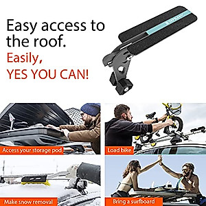 Foldable Car Door Step Plus, Level Adjustment System, All Metal, Side Step (Black)