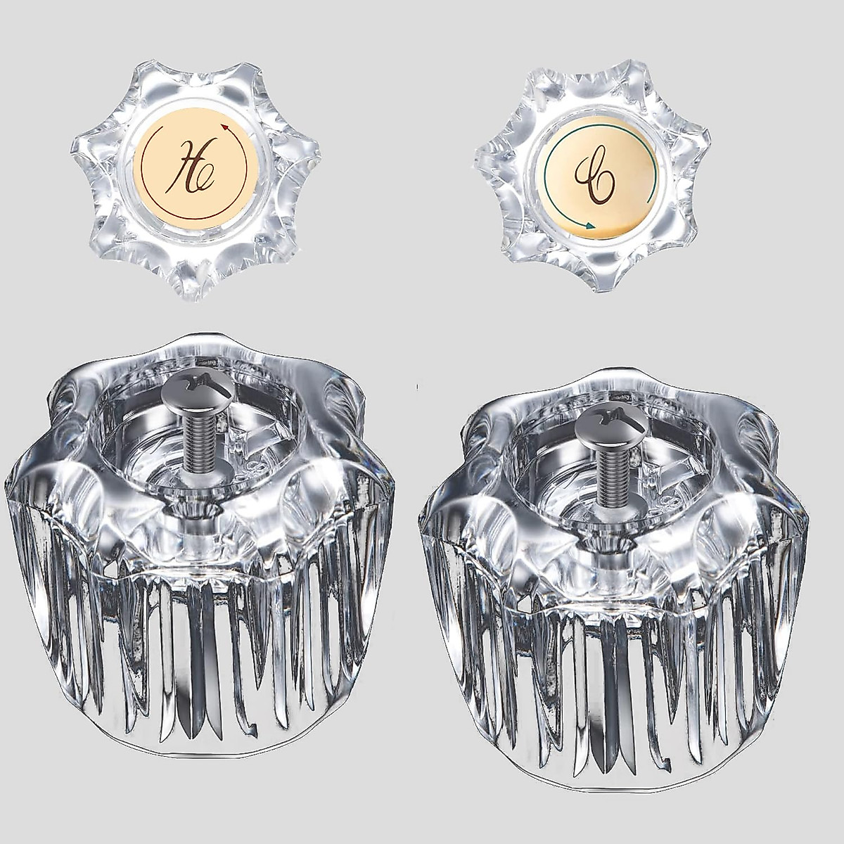 Bathroom Faucet Handles,Bathtub Shower Knob Replacement, Hot and Cold Faucet Replacement Handles Compatible with Delta/Delex Faucets (with Screwdriver)