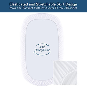 Baby Waterproof Bassinet Mattress Pad Cover and 100% Cotton Bassinet Sheet(Grey), 16" x 32"