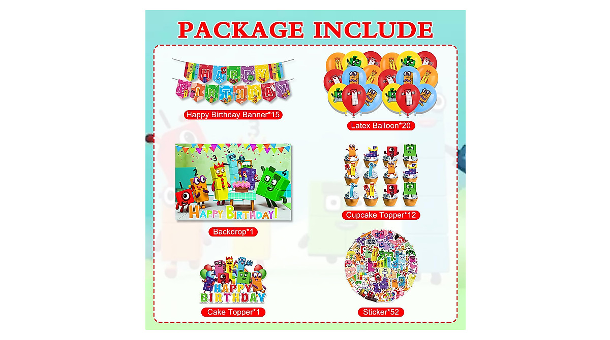 101 Pcs Number Theme Birthday Party Supplies for Kids