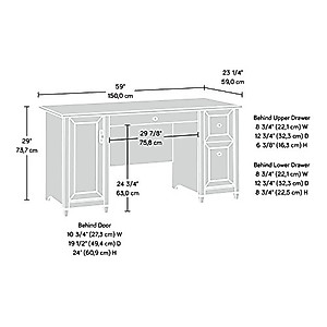 Sauder Edge Water Computer Desk, L: 59.06" x W: 23.23" x H: 29.02", Chalked Chestnut finish