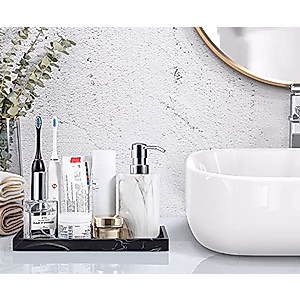 Luxspire Bathroom Vanity Tray, Resin Dresser Jewelry Ring Dish Tank Storage Kitchen Sink Countertop Organizer Plate Holder for Perfume Candles Soap Towel Plant Bathroom Accessories, M, Matte Ink Black