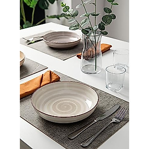 Sweese Pasta Bowls, 30 Ounce Salad Bowls, Neutral Serving Bowls, Pasta Bowls Set of 6, 8.3 Inch Porcelain Plate Bowls