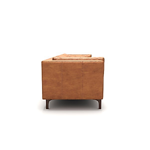 Valencia Mary Leather Couch 93" | Top Grain Nappa 11000 Leather Wide Seat, Solid Wood Frame, Plush Cushioning, Top-Stitched French Seams, Saddle Tan