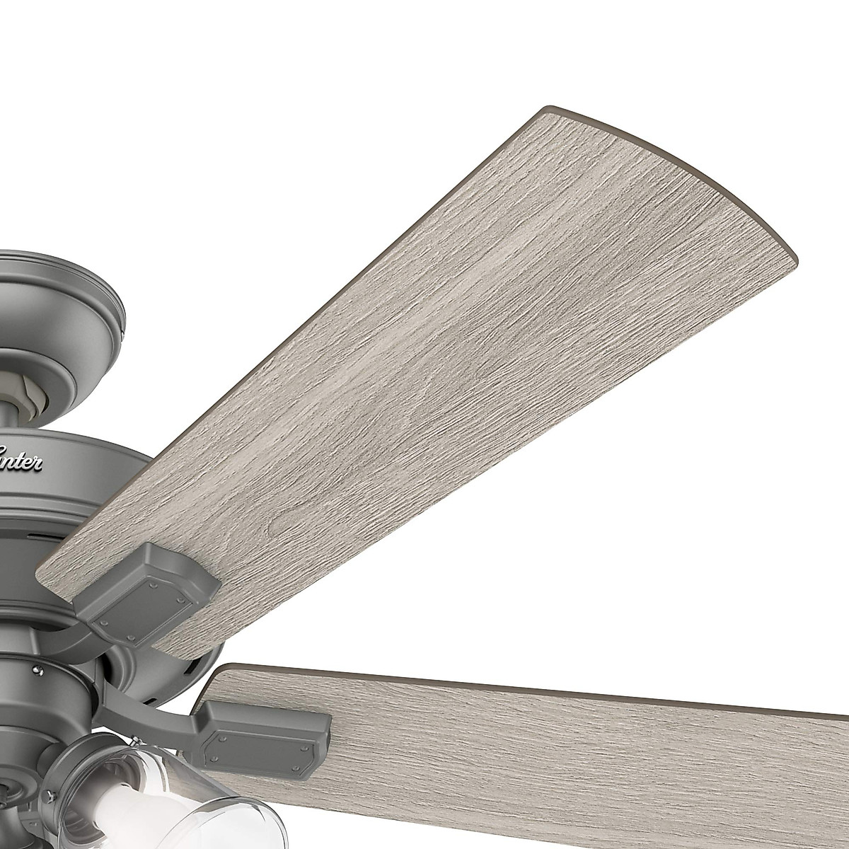 Hunter Fan Company 51019 Crestfield Indoor Ceiling Fan with LED Light and Pull Chain Control, 52", Matte Silver Finish