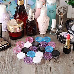 Accmor 100 Pieces 3g Empty Sample Containers with Lids Cosmetic Jars with 5 Pieces Mini Spatulas