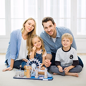 Revell London Skyline 3D Puzzles for Adults and Kids Ages 10 Years and up Arts Crafts Building - Tower Bridge, Big Ben, London Eye, Buckingham Palace - 107 Pieces