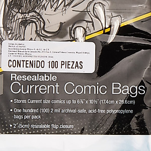 Ultra Pro Resealable Current Size Comic Bags 2-Mil Polypropylene 6-7/8 X 10½ Inches (100-Count)