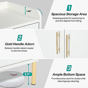 Tribesigns Large Shoe Cabinet with Doors, 6-Tier Entryway Shoe Storage Cabinet with Shelves, 30 Pairs Modern Shoes Rack Organizer for Hallway, Closet, Bedroom, Living Room, White & Gold