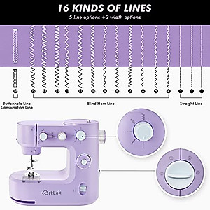 ArtLak Sewing Machines Mini, Portable Sewing Machine for Beginner with 16 Built-in Stitches and Reverse Sewing, Multi-Function Mending Machine Small with Accessory Kit Pedal for Family Children's Day