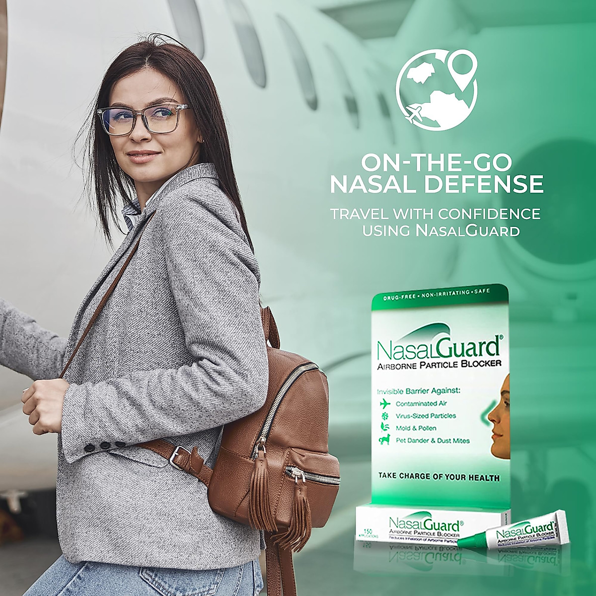 NasalGuard Airborne Particle Blocker Gel - Drug-Free Protection Against Pollutants and Irritants, Suitable for Daily Use, Made in USA, Over 150 Applications (Cool Menthol, Pack of 1)