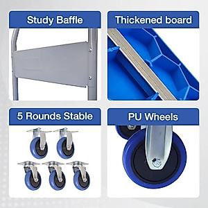 Saranya 18 Shop New Blue Flatbed Cart Hand Truck 1320 Lbs Capacity Trolley Heavy Duty Steel Push 360° Swivel Wheels Industrial Moving Transport Platform Workshops Supermarket 41" L x 34" W x 24" H