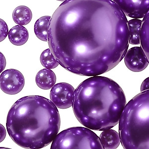 No Hole Floating Pearls Gems Purple Glossy Faux Pearls for Vase Filler Wedding Table Scatter Makeup Holder 125pcs
