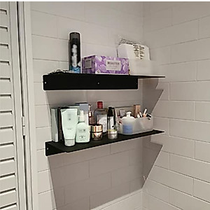 Hui Shun L-Shaped Black Metal Floating Shelf Modern Heavy Duty Wall Mount Shelf 5inch*20inch 1 Pack