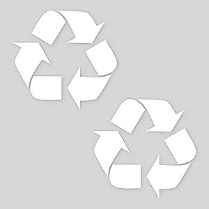 Ignixia (2 Pack) Recycle Sticker for Trash Can to Organize Garbage containers, Recycle Sign Decal Plotter Cut Vinyl Recycle Symbol (White, 3 X 3 Inches)