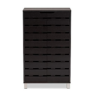 Baxton Studio Ernest Shoe Cabinets, Dark Brown/Grey