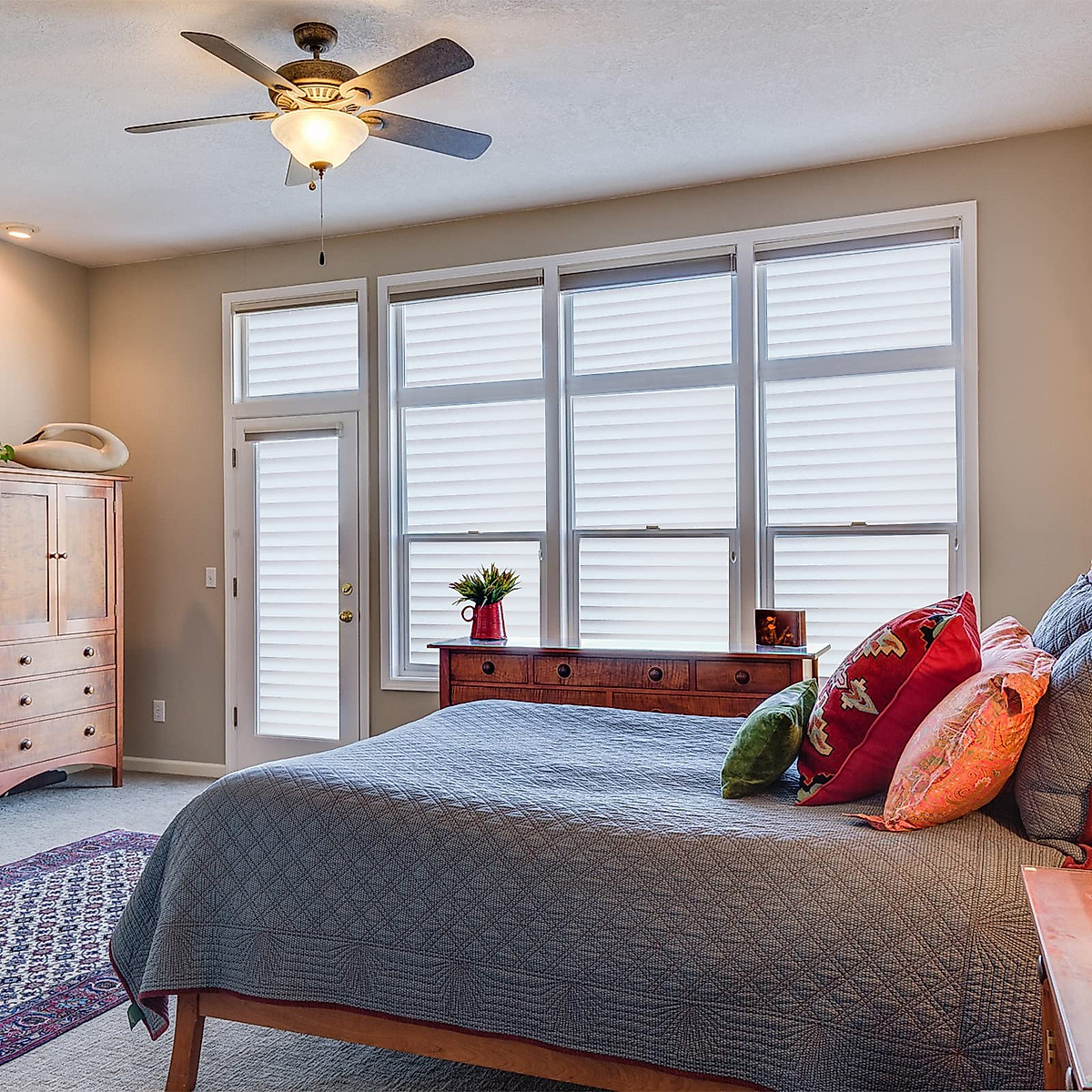 DERZGAO Window Privacy Film with Installation Tools, Blinds Pattern, Static Cling, Anti UV, Heat Control, Ideal for Home Shower Office Glass Door (Blinds Pattern, 17.5X78.7Inch)