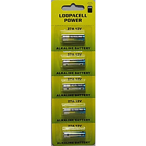 LOOPACELL 27A 12V Alkaline Battery (Pack of 5) - Long Lasting, Leakproof MN27 Battery for Garage Door Openers, Key Fobs, Heated Socks, Ceiling Fan Remote Control, Alarm Remote Control & More