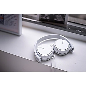 Sony ZX Series Wired On-Ear Headphones with Mic, White MDR-ZX110AP