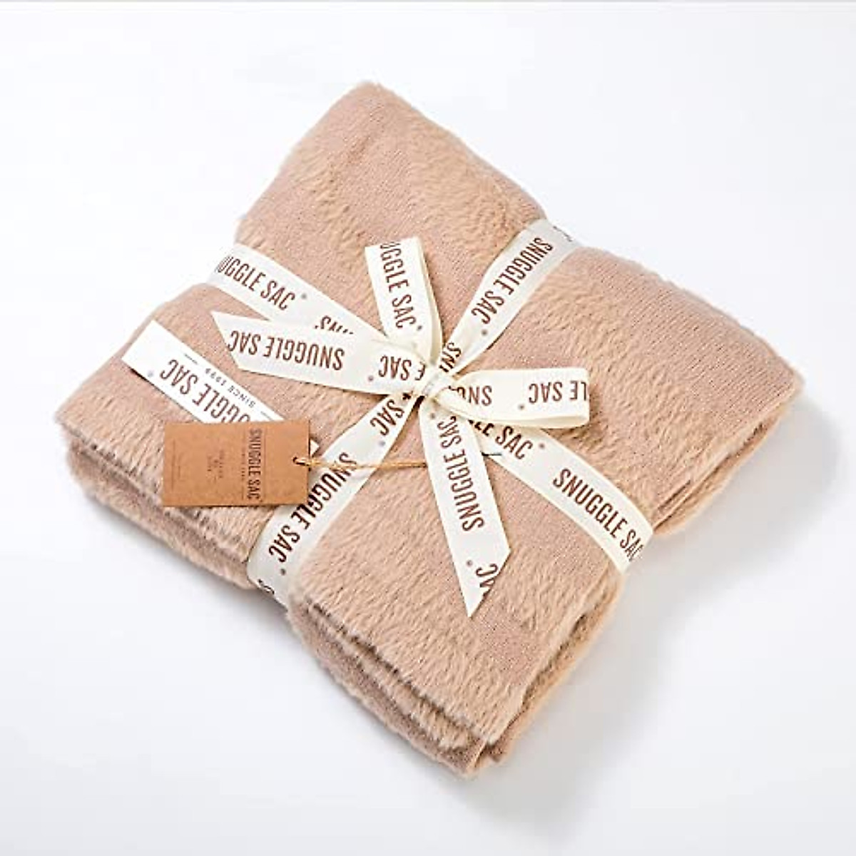 Snuggle Sac Luxury Feather Yarn Fluffy Throw Blanket 3D Hand Feeling Microfiber Super Soft Fuzzy Reversible Lightweight Cozy Decor Knitted Blankets with Natural Textured for Home Couch 50''x60 Beige