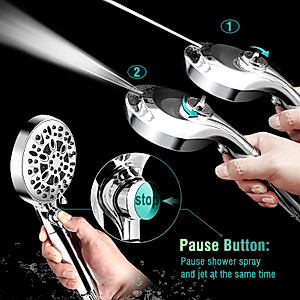 Handheld Shower Head with Filter: INAVAMZ 10 Spray Modes Shower Head High Pressure with ON/OFF Pause Switch, 15 Stage Shower Water Filter for Hard Water Remove Chlorine and Harmful Substances