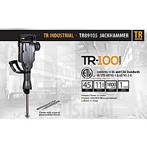 TR Industrial TR89105 Original Demolition Jack Hammer with Point and Flat Chisel Bit, Silver