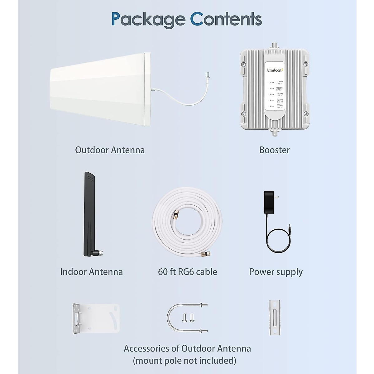 Amazboost Cell Phone Booster for Home -Up to 2,500 sq ft, Cell Phone Signal Booster Kit, All U.S. Carriers -Compatible with Verizon, AT&T, T-Mobile, Sprint & More-5G 4G LTE 3G FCC Approved