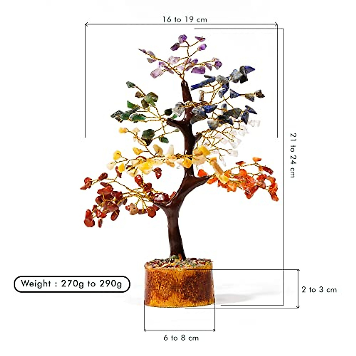 Handcrafted Healing Crystal Bonsai Tree - Feng Shui Chakra Tree with 200 Wooden Beads for Positive Energy and Balance - Perfect Home/Desk Decor and Reiki Good Luck Crystal Gifts by Karma Pledge