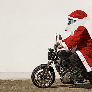 Christmas Santa Motorcycle Helmet Cover,Funny Helmet Cover Santa Claus Xmas Hat Decoration Accessories for Men(Suit for Helmets Without Tail Wings)