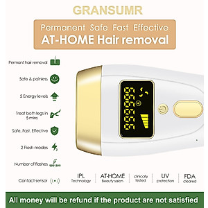 IPL Laser Permanent Hair Removal Device for Women and Men, Painless Best Hair Remover Whole Body Facial Armpits Back Legs Arms Face Bikini Line, 999,999 Flashes, Corded at-Home